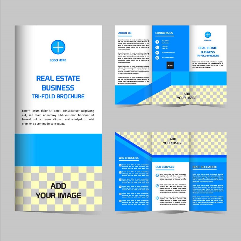 Vector Tri fold real estate brochure design template editable and resizable - MasterBundles