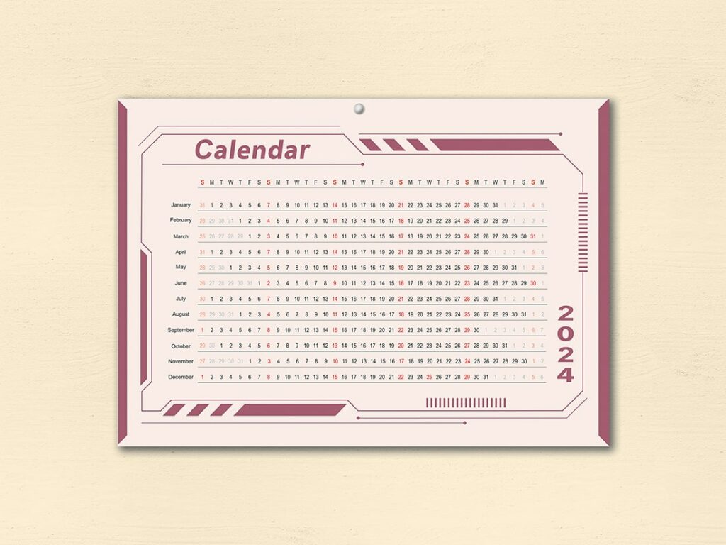 3 Vector Wall Cyber style Calendars_2024 - MasterBundles