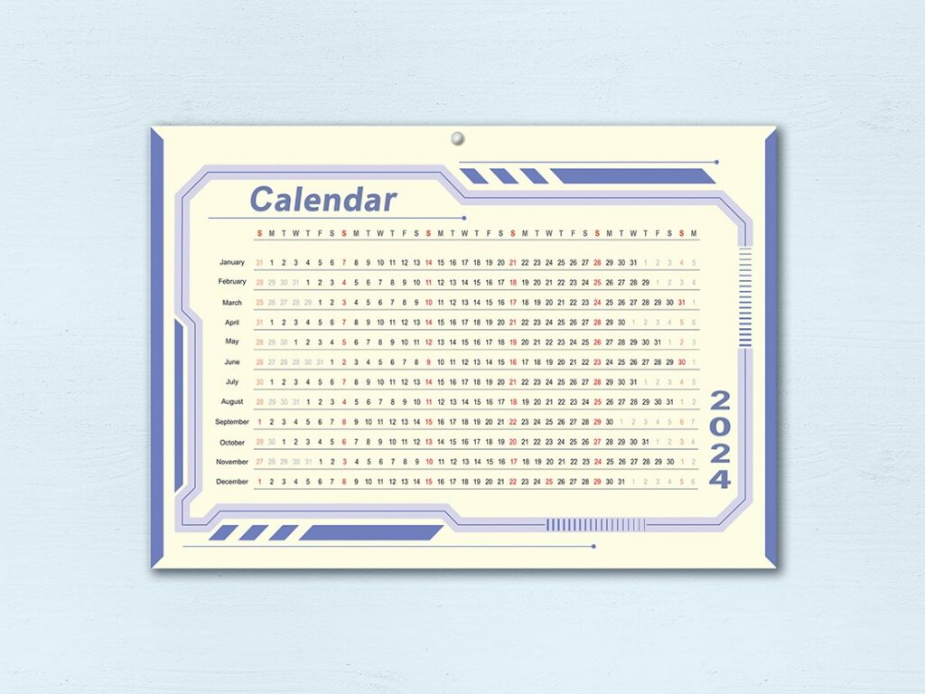 3 Vector Wall Cyber style Calendars_2024 - MasterBundles