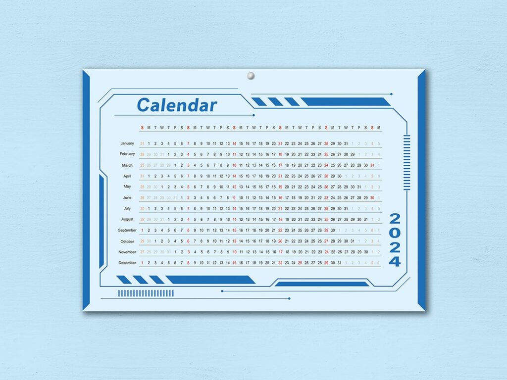 3 Vector Wall Cyber style Calendars_2024 - MasterBundles