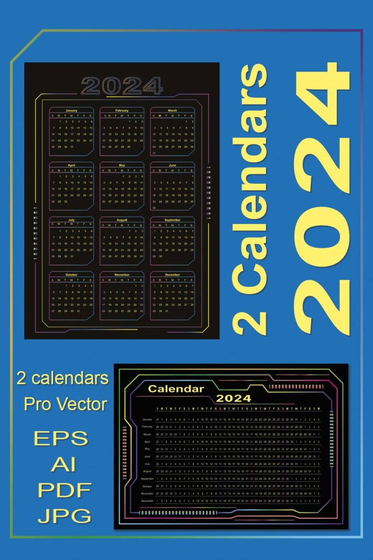 2 Vector Pro Wall Cyber style Calendars_2024 - MasterBundles