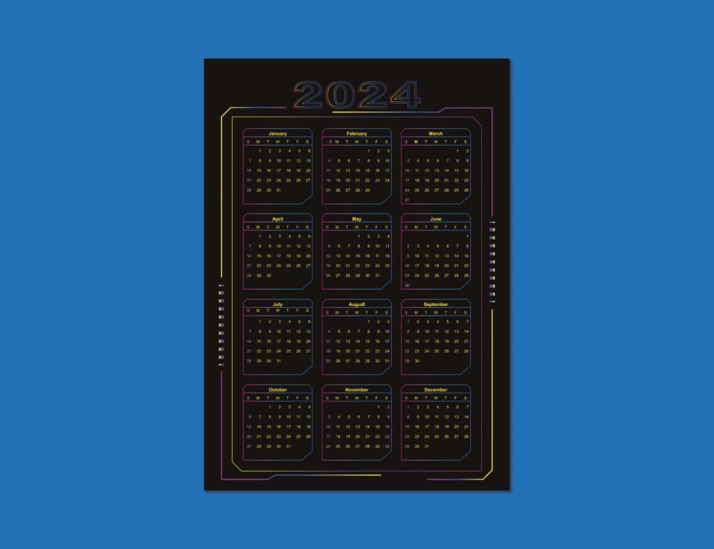 2 Vector Pro Wall Cyber style Calendars_2024 - MasterBundles