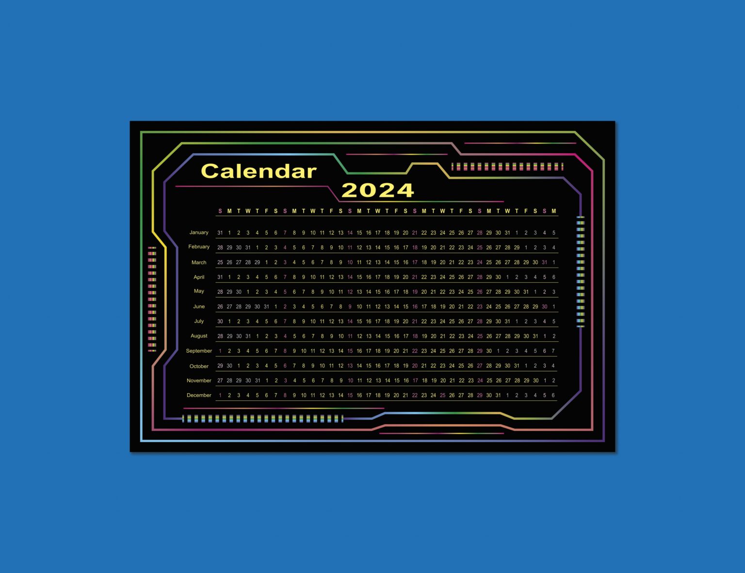 2 Vector Pro Wall Cyber style Calendars_2024 - MasterBundles