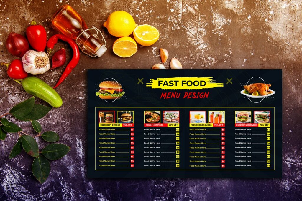 Digital Fast Food Menu Template - MasterBundles