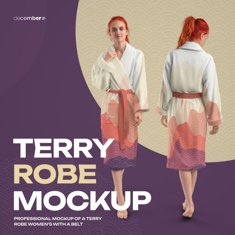 5 Mockups of a Terry Long Robe - MasterBundles