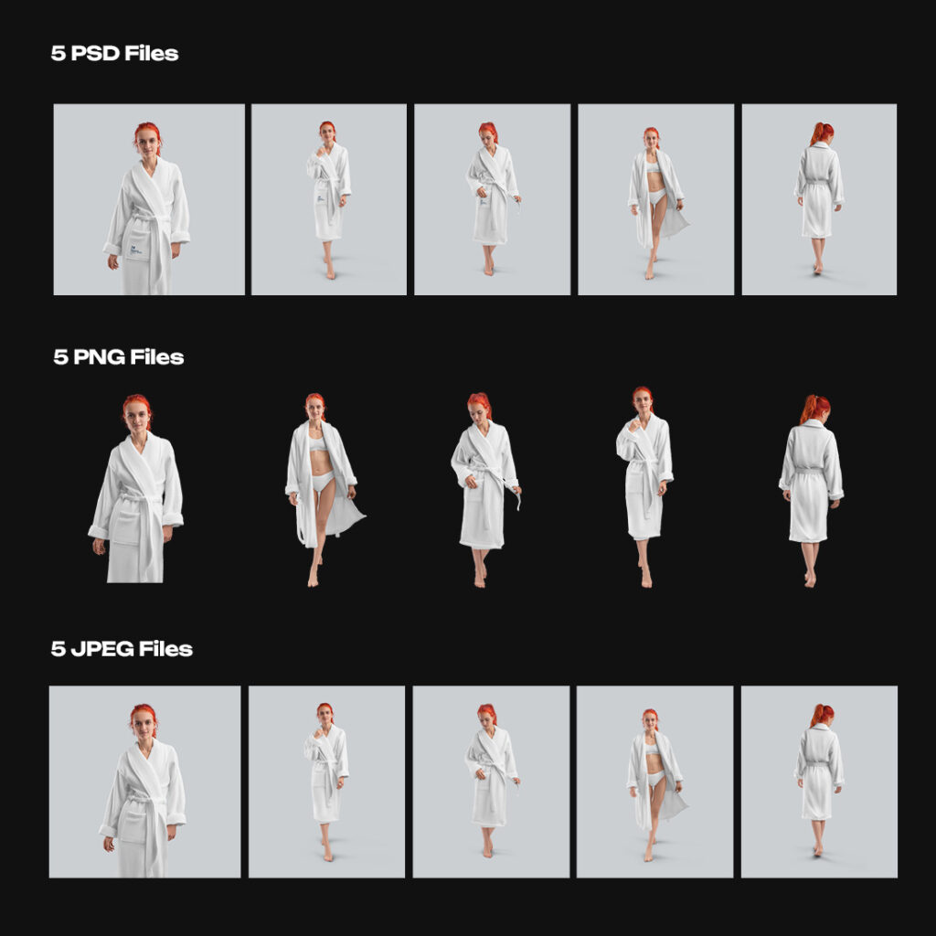 5 Mockups of a Terry Long Robe - MasterBundles