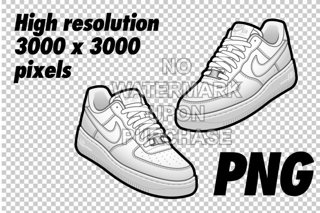 Air Force 1 Low Triple White JPEG PNG SVG right & left shoe bundle ...