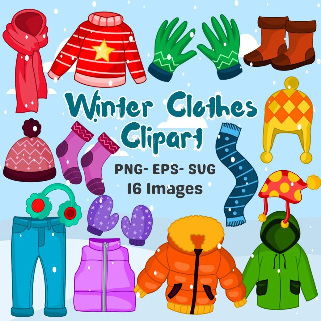 Warm Winter Clothes Clipart Set. - MasterBundles