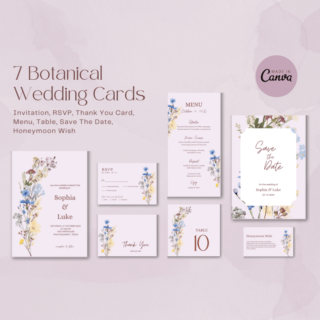 7 Botanical Wedding Cards Template - MasterBundles