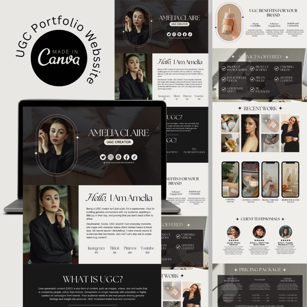 UGC portfolio, UGC starter kit, Media Kit, Portfolio Template, UGC ...