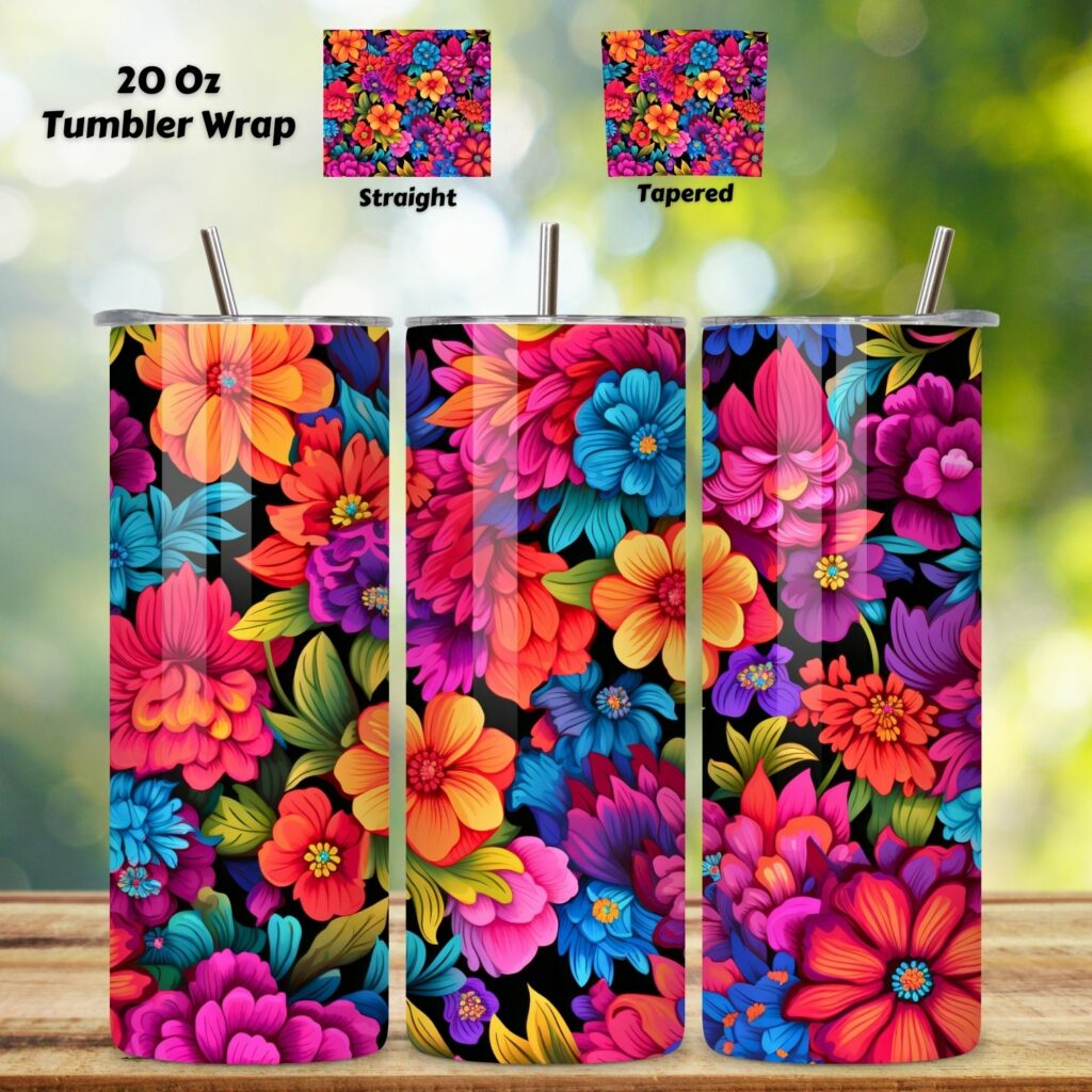 Fiesta Bloom Tumbler Wrap, Seamless PNG Wrap, 3d tumbler wrap, tumbler ...