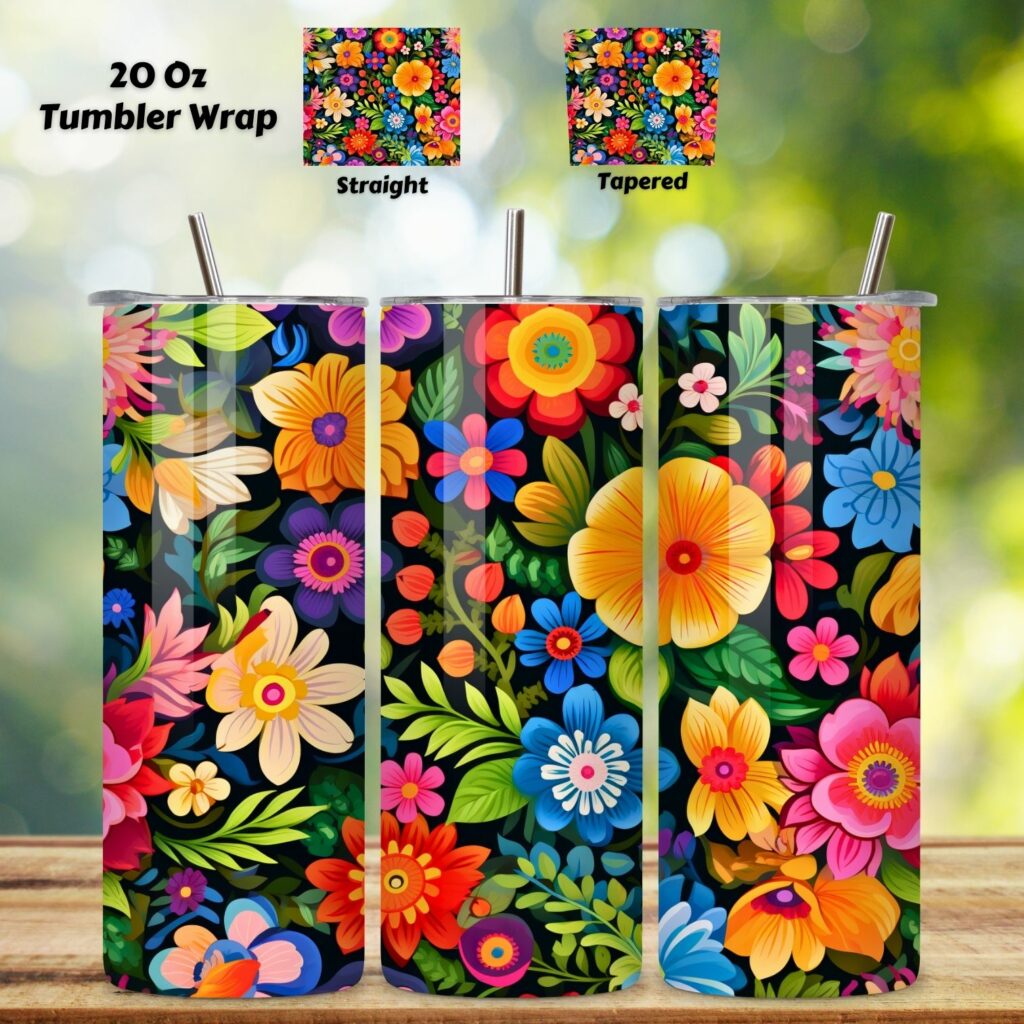 Fiesta Floral Tumbler Wrap, Seamless Design PNG, tumbler sublimation ...