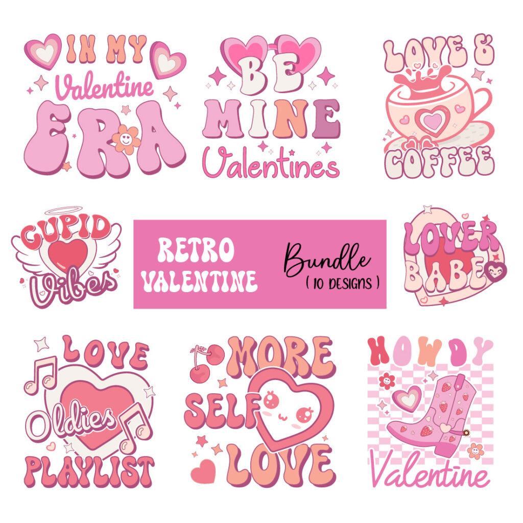 Retro Valentines PNG Sublimation Bundle - MasterBundles