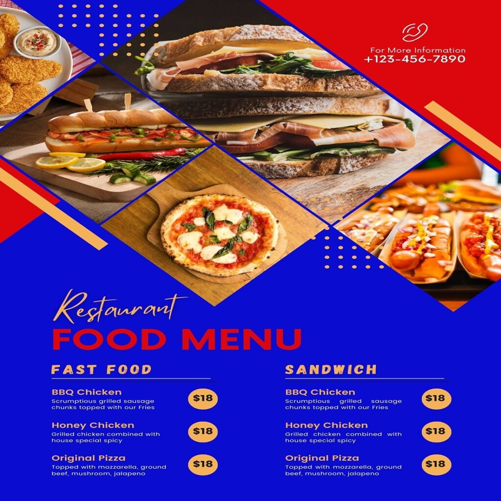Restaurant - Fast Food Menu Card Design Template - MasterBundles