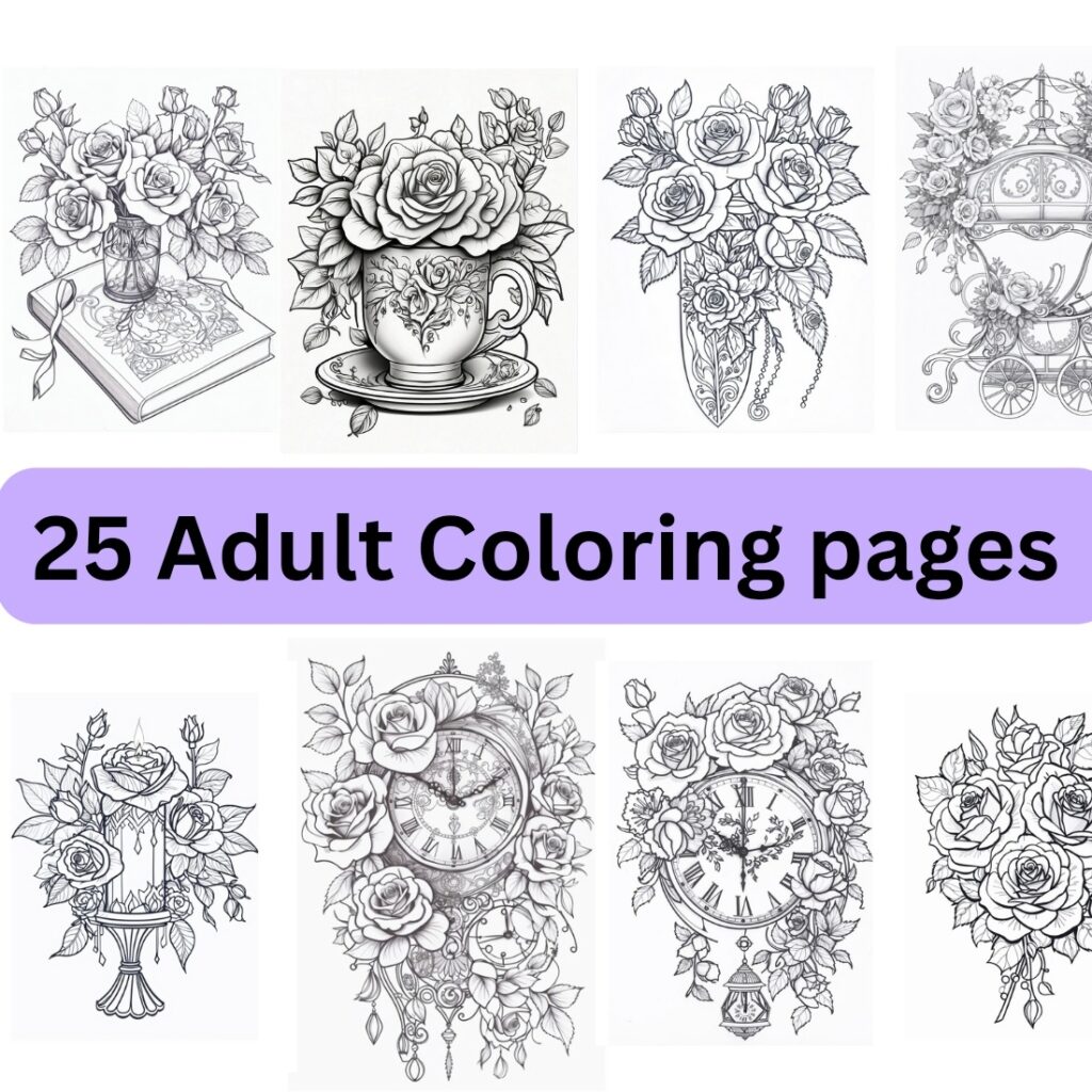 25 Printable Rose Designs Adult Coloring pages | Coloring Pages for ...