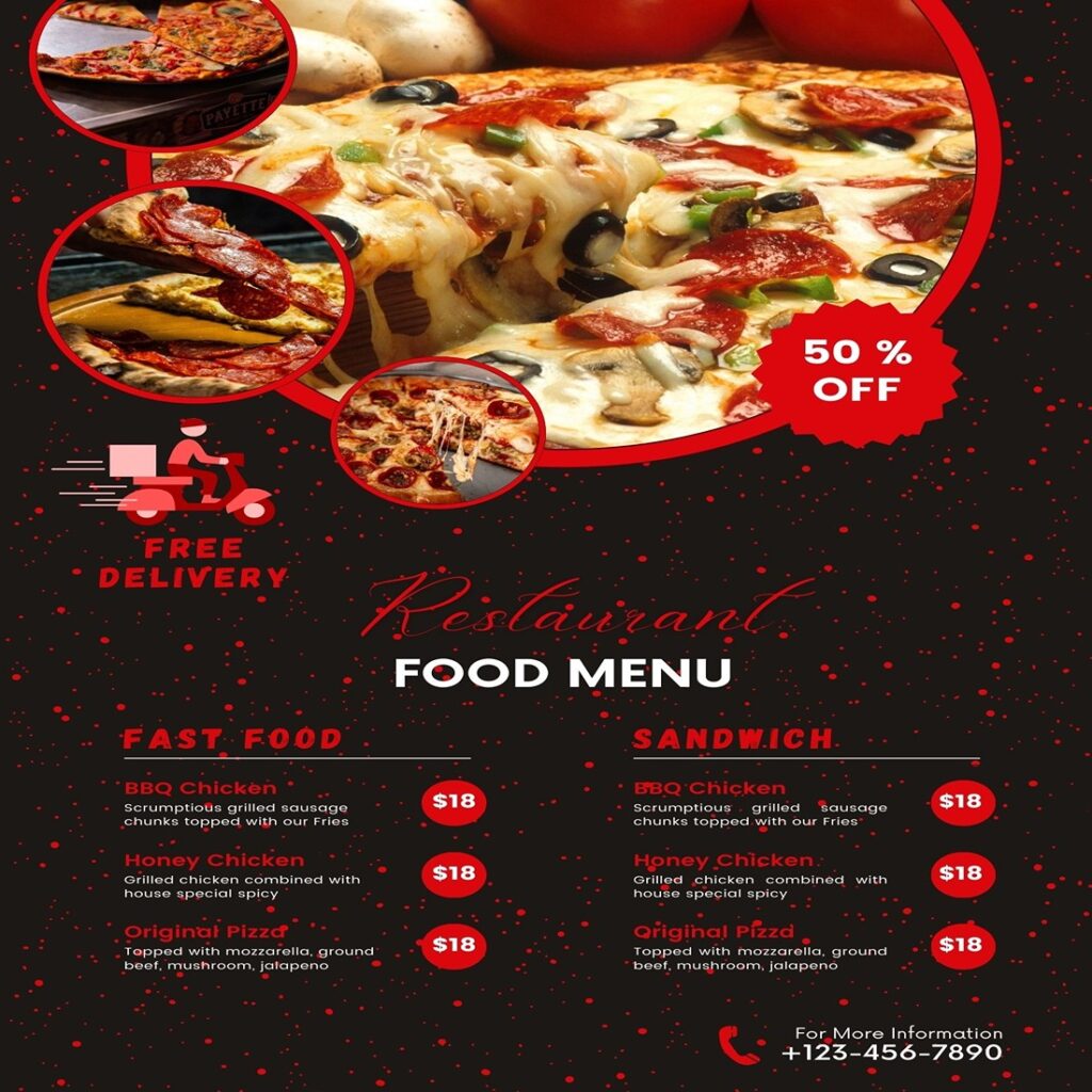 Restaurant - Fast Food Menu Card Design Template - MasterBundles