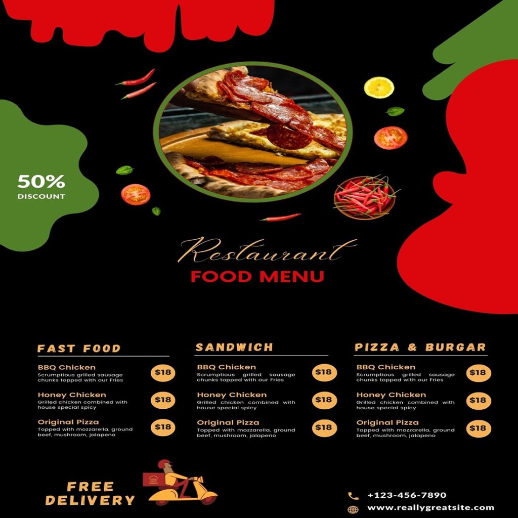 Restaurant - Fast Food Menu Card Design Template - MasterBundles