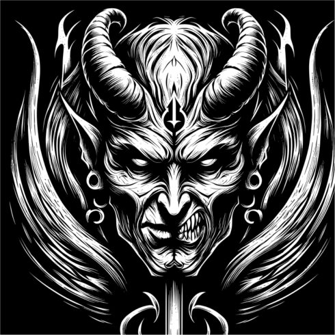 12 Illustration of a black and white devil - only 5$ - MasterBundles