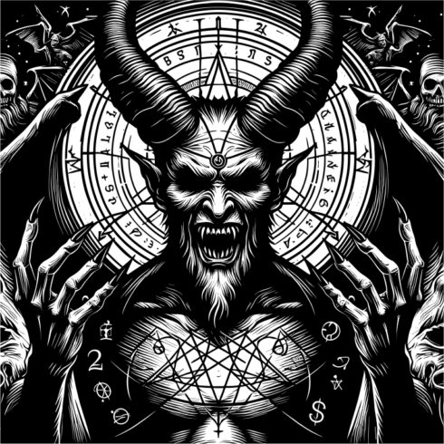 12 Illustration of a black and white devil - only 5$ - MasterBundles