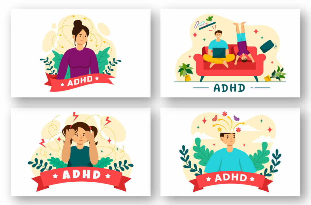12 ADHD or Attention Deficit Hyperactivity Disorder Illustration ...