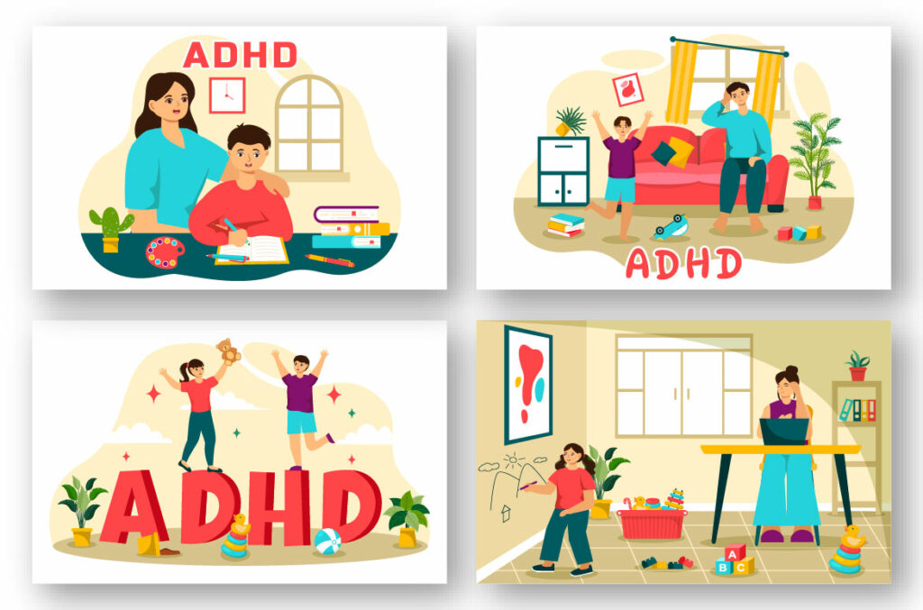 12 ADHD or Attention Deficit Hyperactivity Disorder Illustration ...