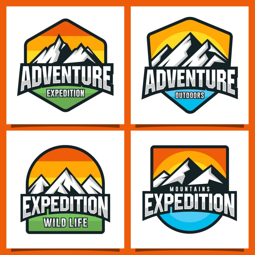 Set Adventure expedition mountains outdoor logo collection - $4 ...
