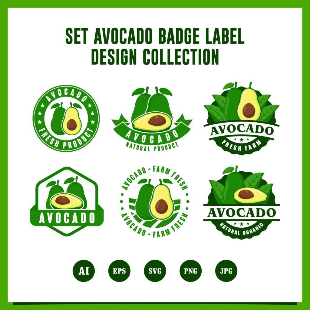 Set Avocado badge label design collection - $6 - MasterBundles