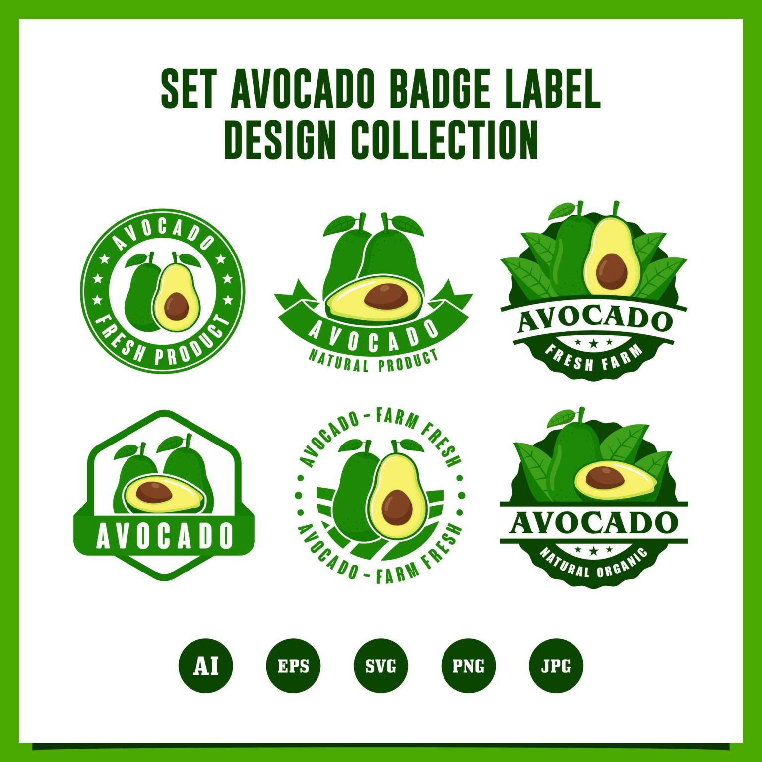 Set Avocado badge label design collection - $6 - MasterBundles