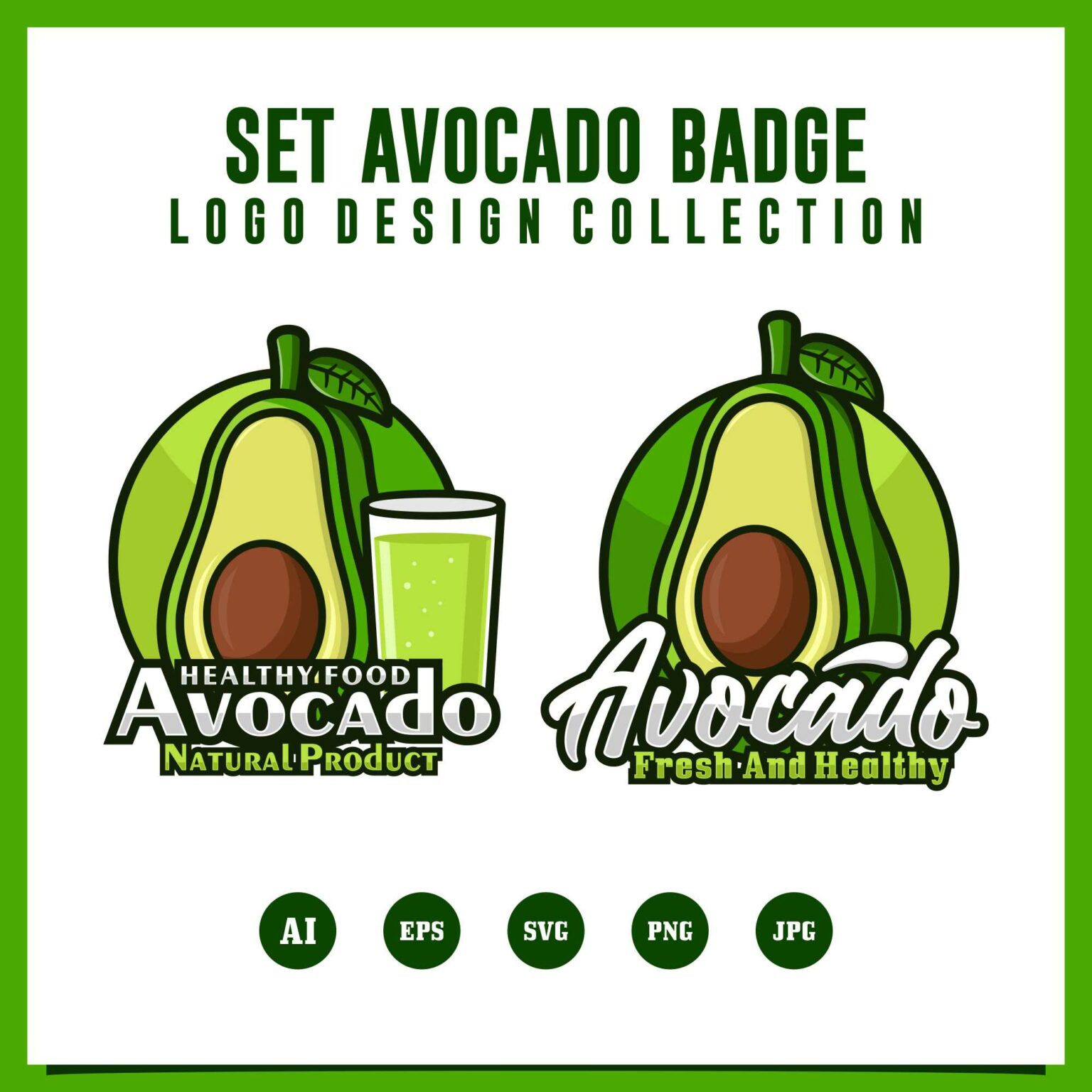Set Avocado badge logo design collection - $4 - MasterBundles