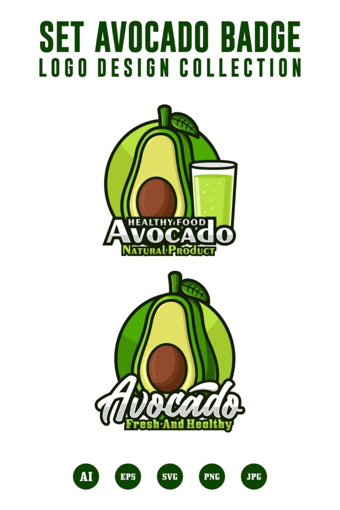 Set Avocado badge logo design collection - $4 - MasterBundles