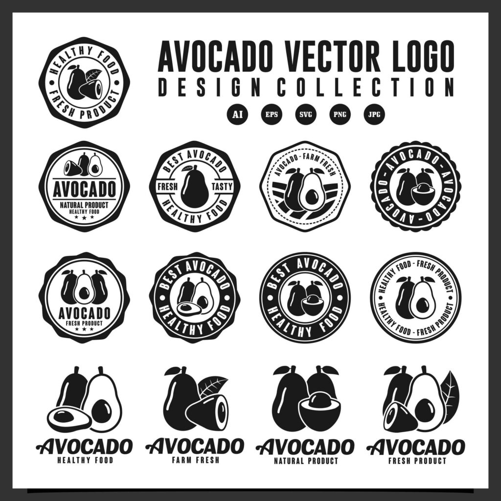 Set Avocado vector logo design collection - $6 - MasterBundles