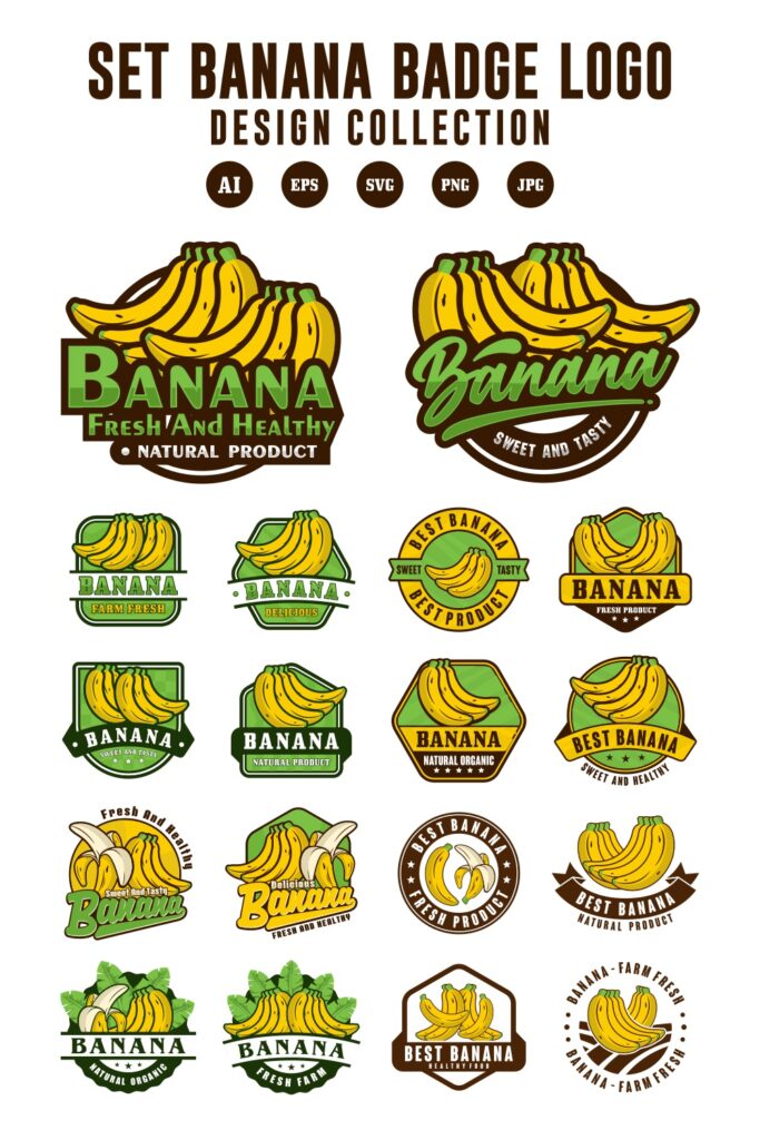 Set Banana vector badge logo design collection - $10 - MasterBundles
