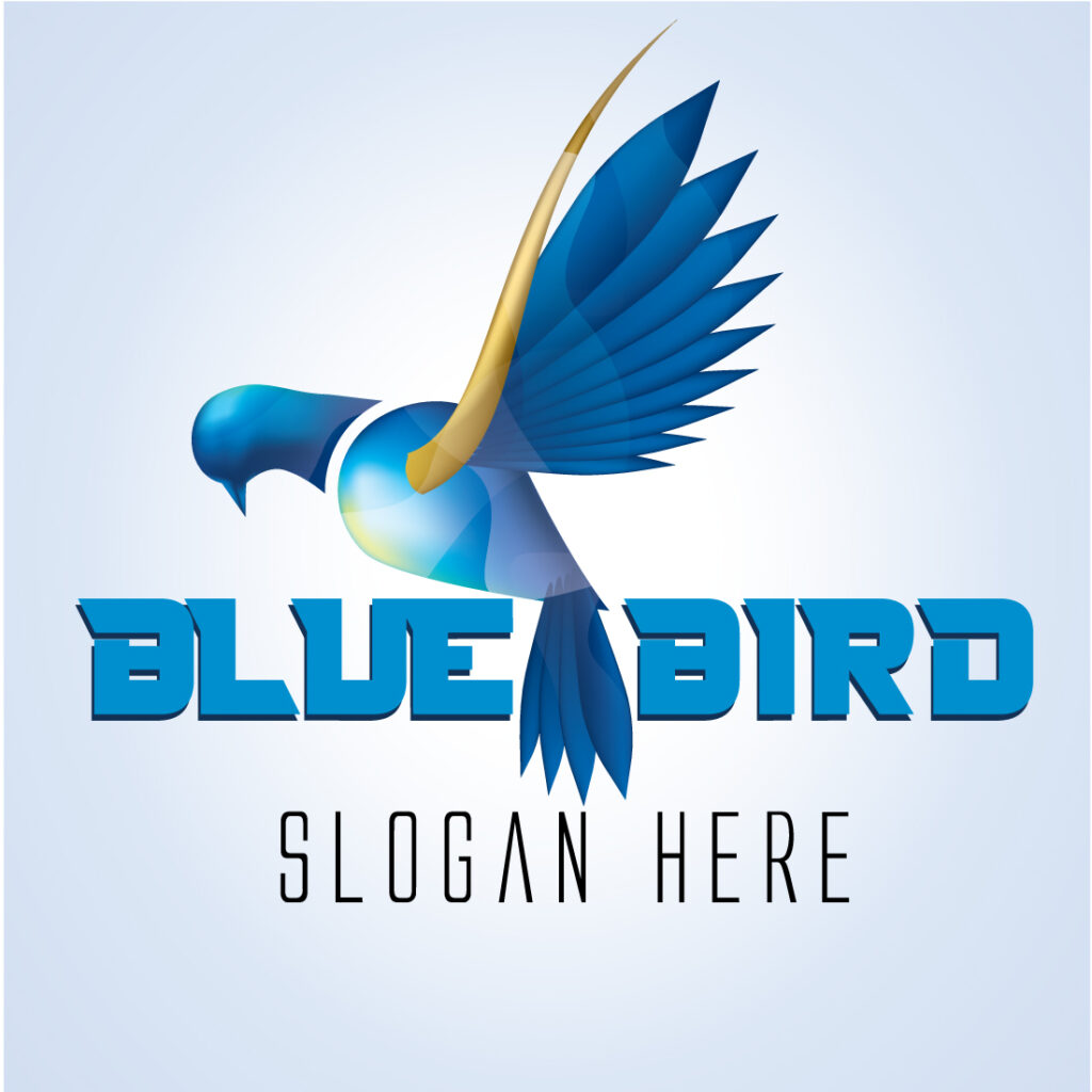 blue-bird-flying-logo-through-the-air-with-its-wings-spread-out-and ...