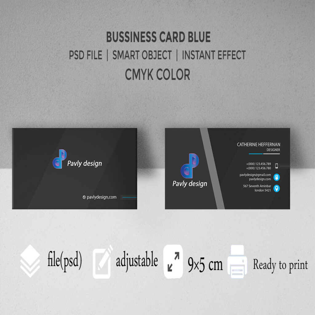 Blue business card - MasterBundles
