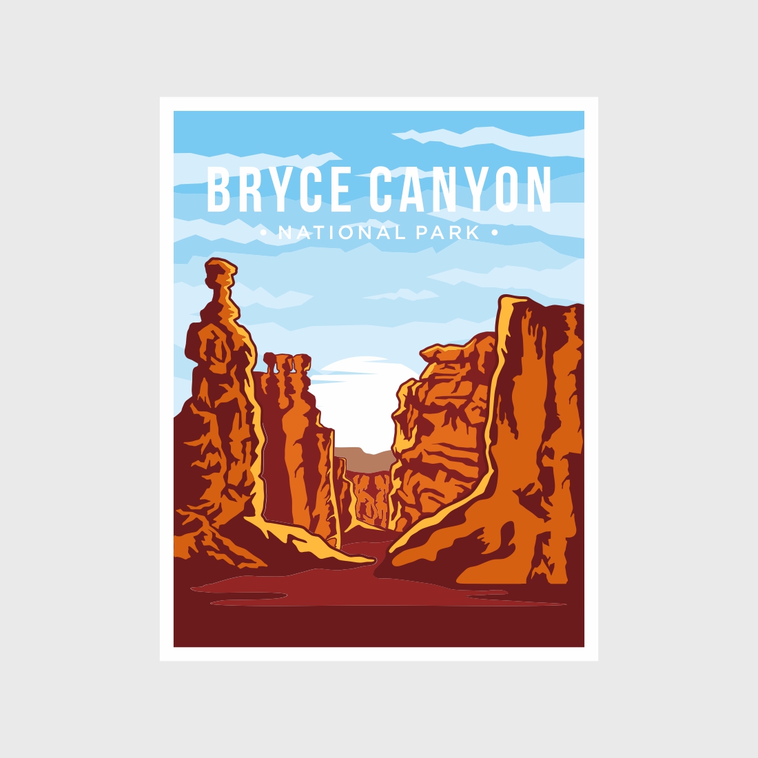 Bryce Canyon National Park poster vector illustration, canyon view ...