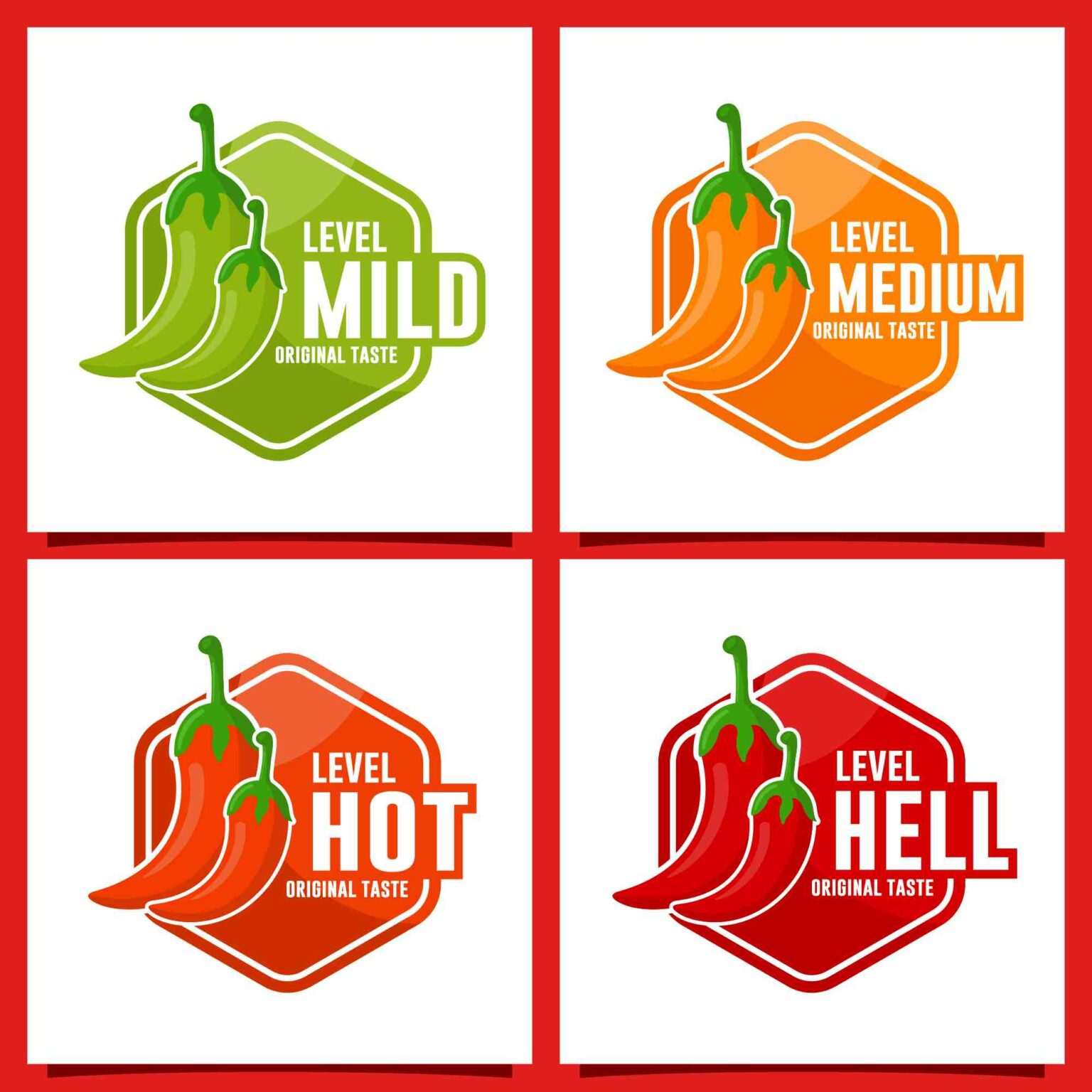 Set Chili peppers label logo design collection - $8 - MasterBundles
