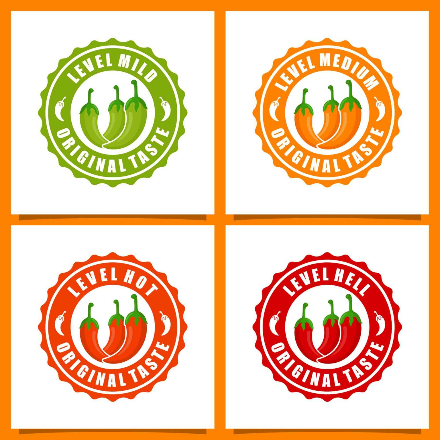 Set Chili peppers label logo design collection - $8 - MasterBundles