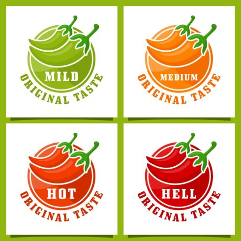 Set Chili peppers label logo design collection - $8 - MasterBundles