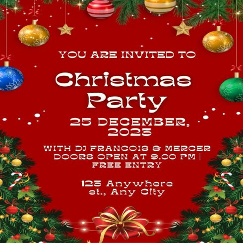 Merry Christmas - Party Invention Card Design Template Total - 08 ...