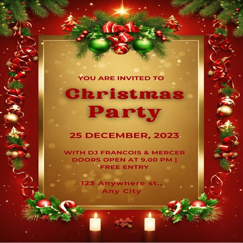 Merry Christmas - Party Invention Card Design Template Total - 08 ...