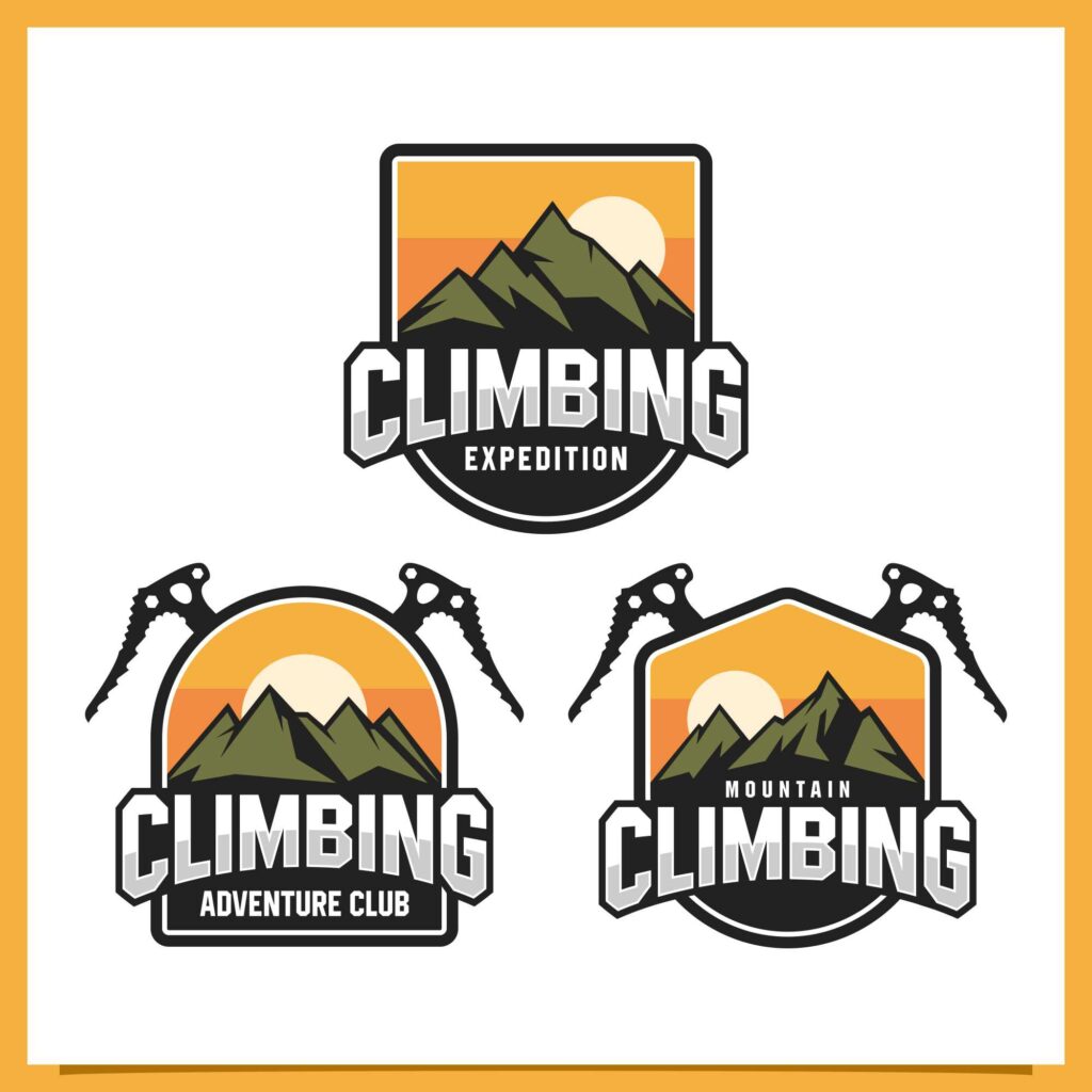 Set Climbing mountain adventure badge design collection - $4 ...