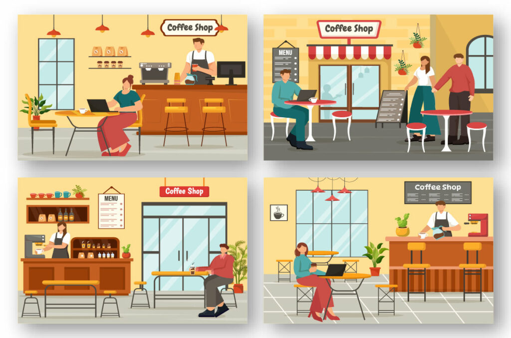 12 Coffee Shop Illustration - MasterBundles