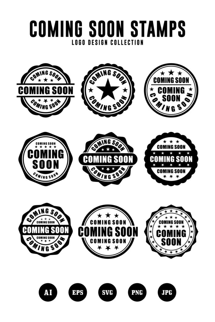 Coming soon stamps logo design collection - $5 - MasterBundles