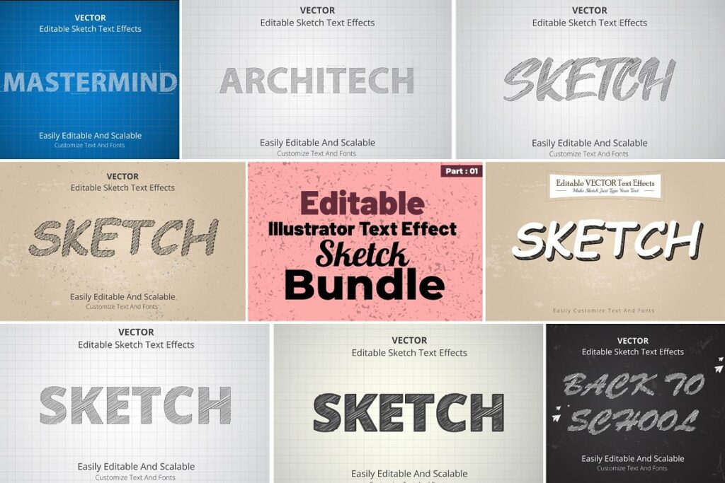 Illustrator Sketch Text Effect - MasterBundles