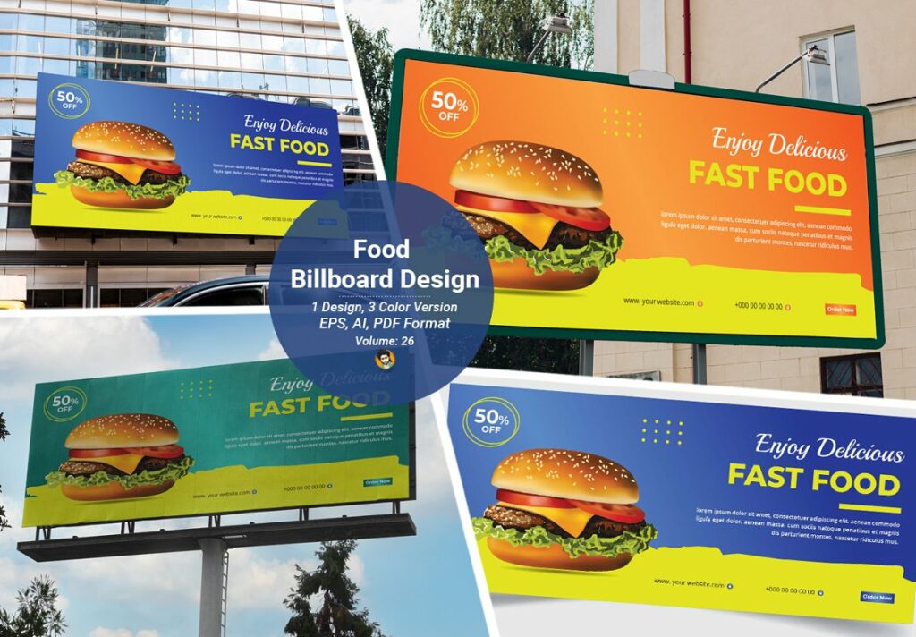 Healthy Food Billboard Design - MasterBundles