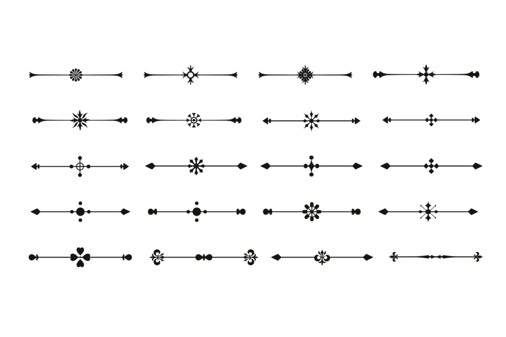 Set of 20 Simple Decorative Divider Thin Lline Page Seperator ...