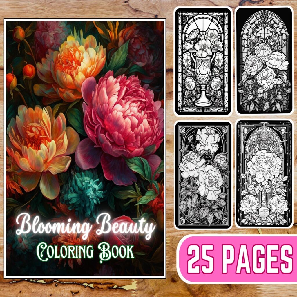 Unique Flowers adult coloring pages - MasterBundles