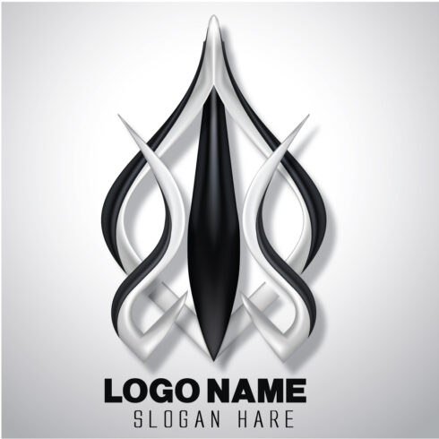Elegant 3d silver and black metallic iconic logo template - MasterBundles