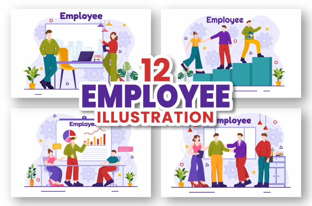 12 Employee Business Illustration - MasterBundles
