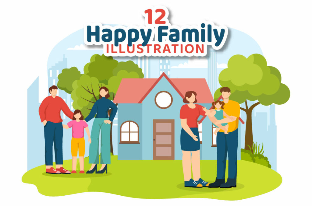 12 Happy Family Illustration - MasterBundles